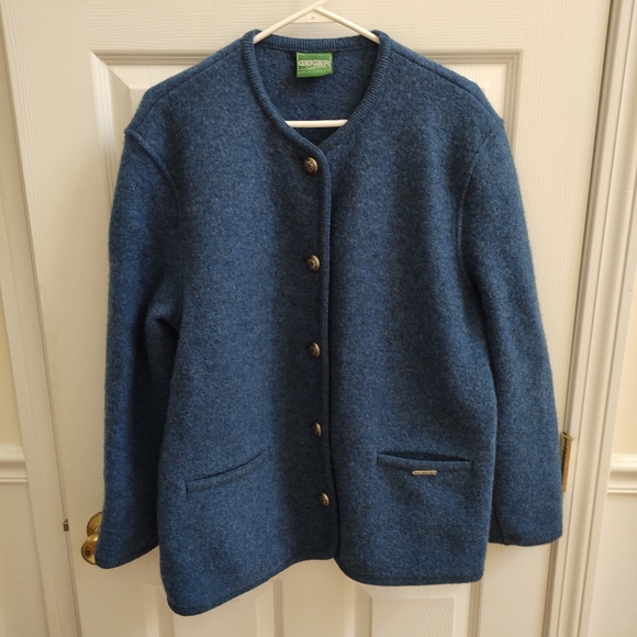 geiger | Sweaters | Vintage Geiger Blue Long Sleeve Pocket Cardigan ...